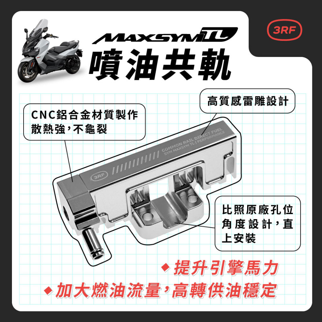 3RF Fuel Injector Heavy Stable Rail Seat For Fuel Injector Maxsym TL ...